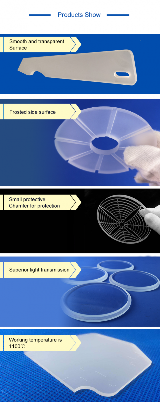 Optically Transparent Quartz Perforated Sheet Custom Round Hole Conical ...