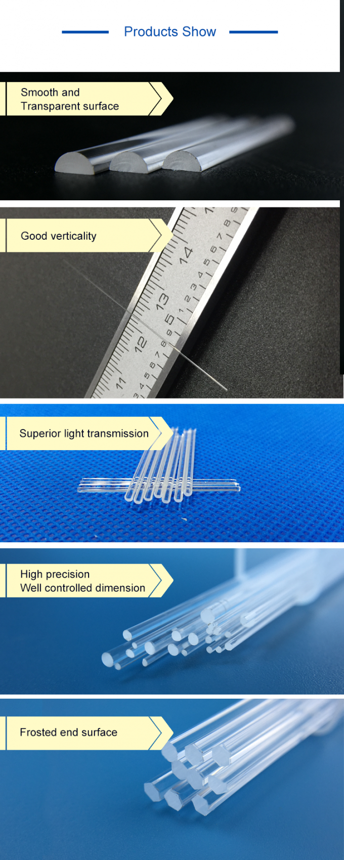 Fused Silica Rods 1100 Degree 1mm 2mm 3mm 4mm 5mm To 90mm Outer Diameter