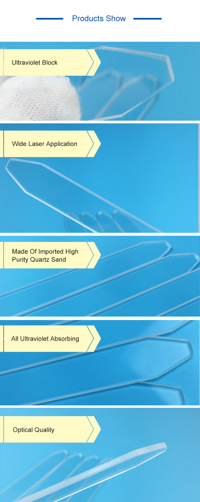 Ultraviolet Cut Off Cerium Doped Quartz Glass Sheet Uncoated